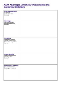 ALUO worksheet template - Health Innovation West of England