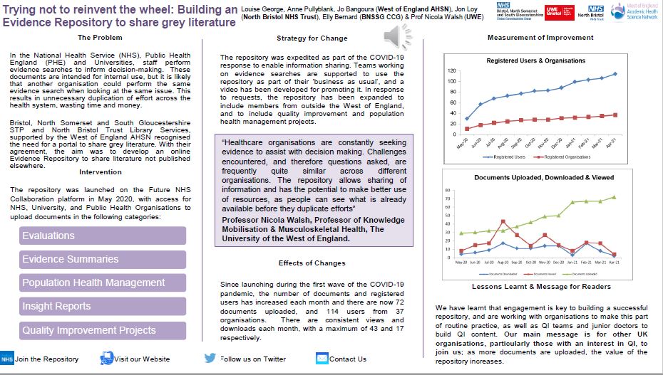 Evidence rep poster image - Health Innovation West of England