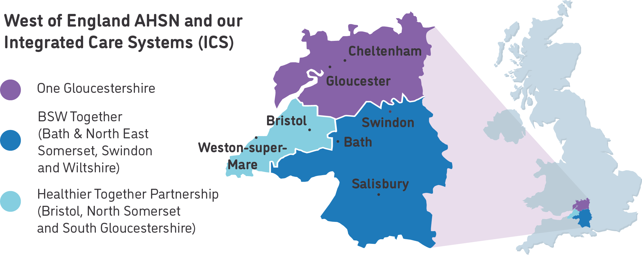 West of England AHSN Regional Map - June 2022 (with ICS) - Health ...