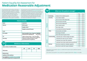 Equality Act Assessment for Medication Reasonable Adjustment (landscape ...