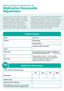 Equality Act Assessment for Medication Reasonable Adjustment (portrait ...